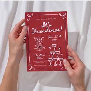 Whimsical Merry Friendsmas Invitation Template, Hand Drawn Christmas ...