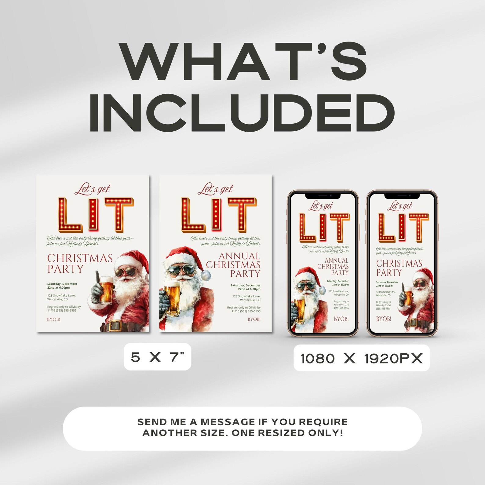 Let's Get Lit Friendsmas Christmas Party Invitation, Funny Christmas ...