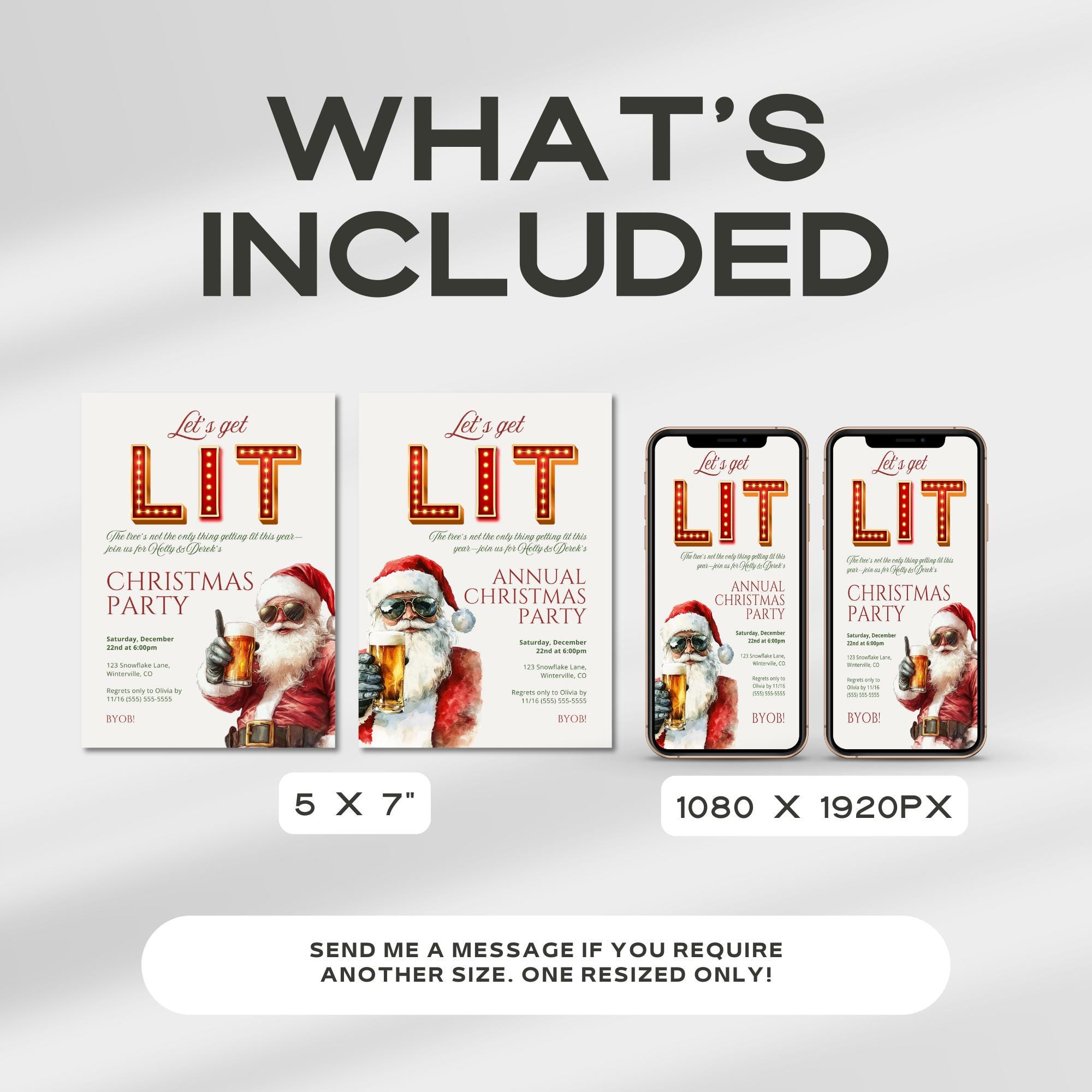 Let's Get Lit Friendsmas Christmas Party Invitation, Funny Christmas ...