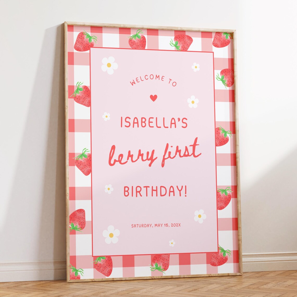 Berry First Birthday Welcome Sign Template, Editable Berry 1st Birthday ...