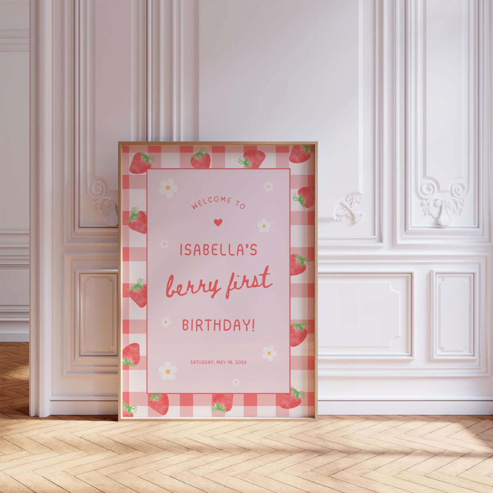 Berry First Birthday Welcome Sign Template, Editable Berry 1st Birthday ...
