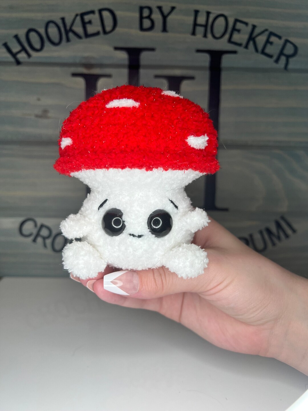 Crochet Red Fluffy Mushy Mushroom Amigurumi FINISHED PHYSICAL PRODUCT ...