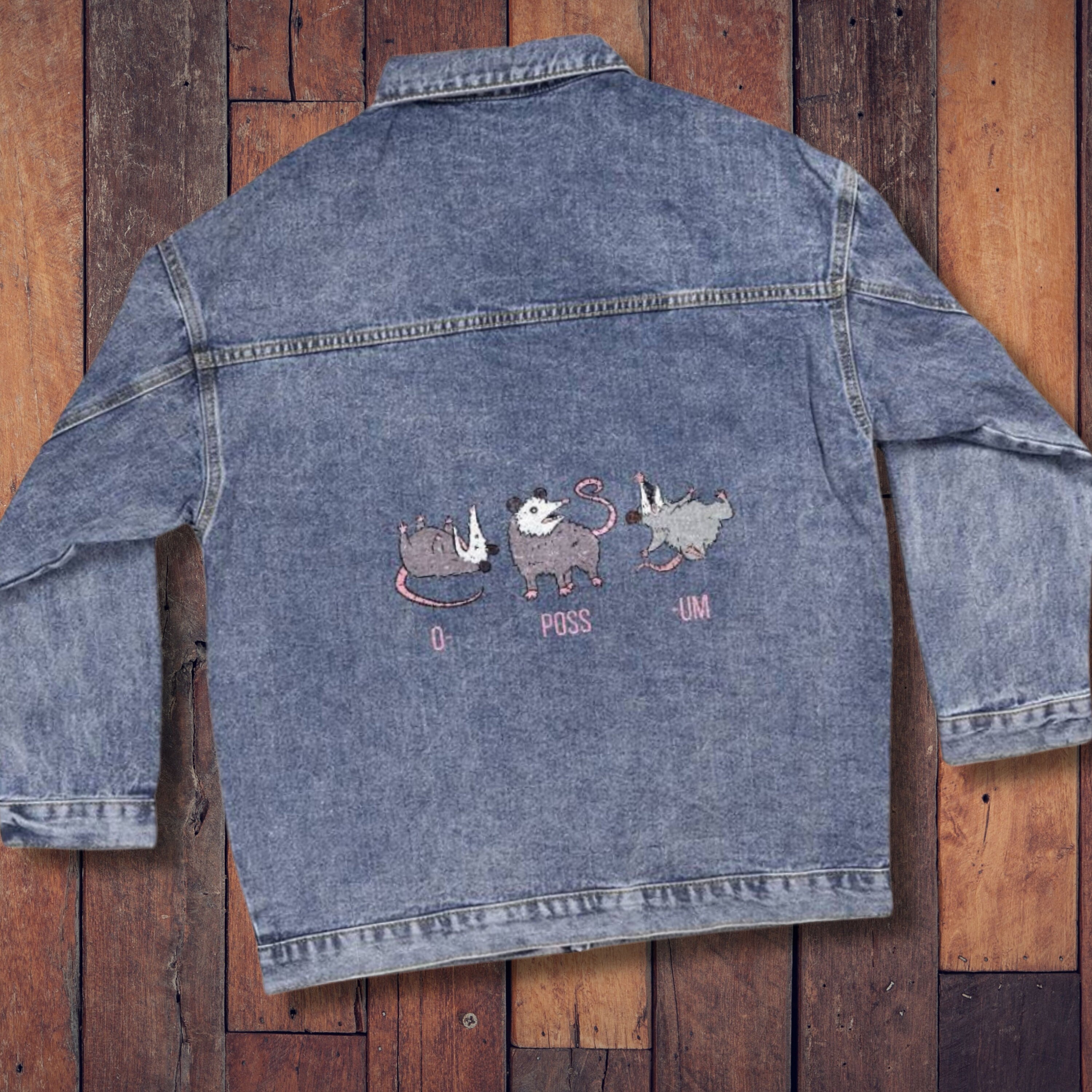 Opossum Women's Oversized Denim Jacket Possum Lovers Slouchy Boyfriend ...