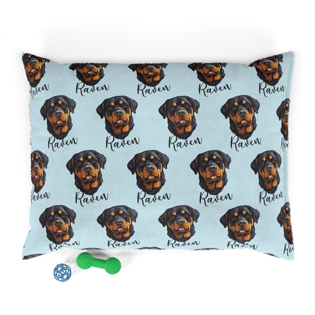 Personalized Rottweiler Dog Bed, Cozy Custom Rottie Pet Bed, Rott Dog ...
