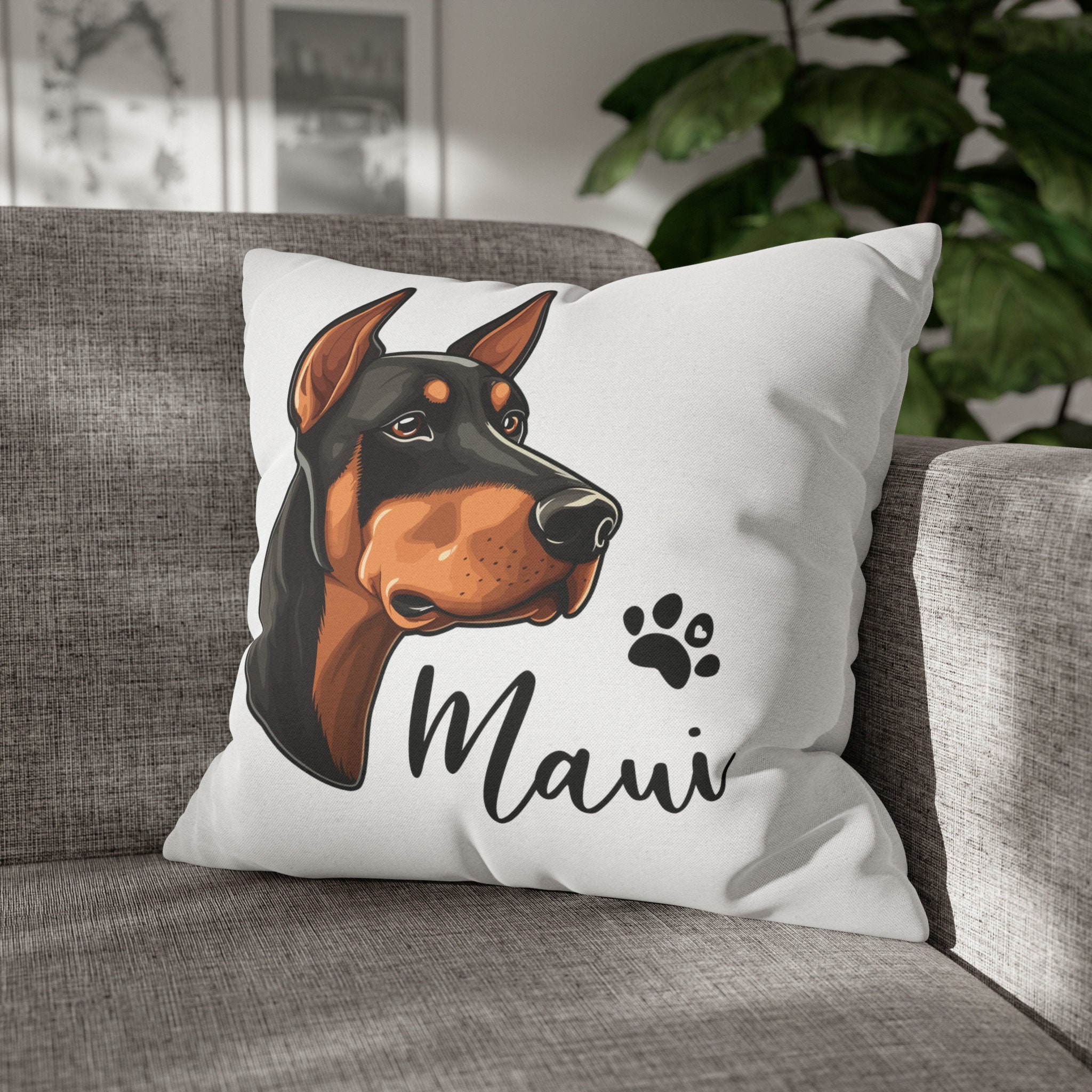 Personalized Dobermann Pinscher Dog Pillow Custom Dobie Name Cushion ...