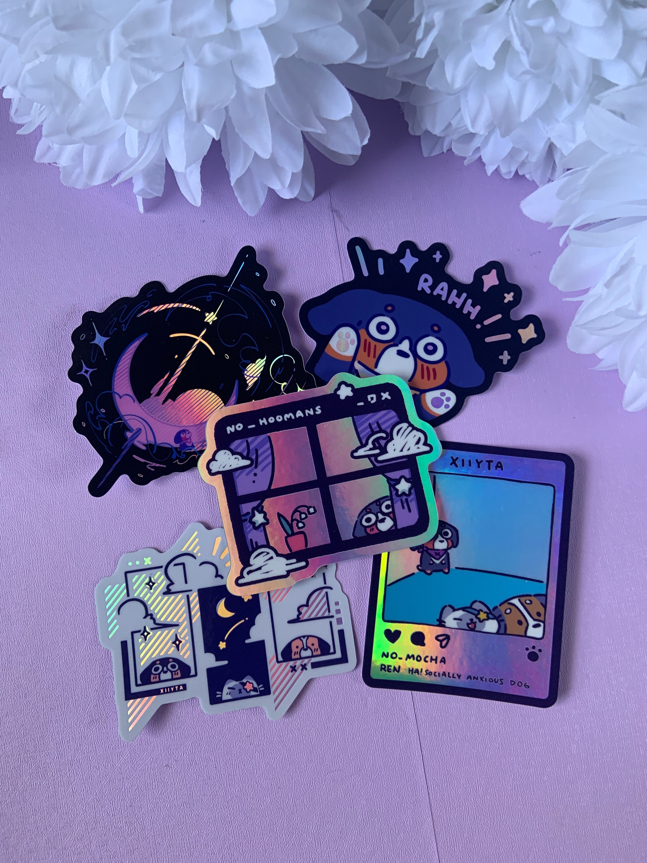 Holographic RAHH Dog Sticker Cute Silly Rainbow Stickers Reflective ...