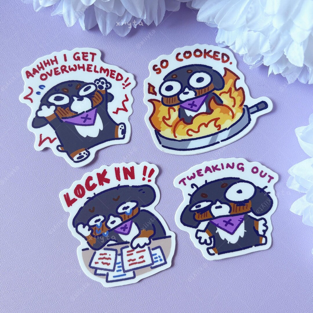 Stressed Dog Stickers | Overwhelmed, so Cooked, Lock in Tweaking Out ...