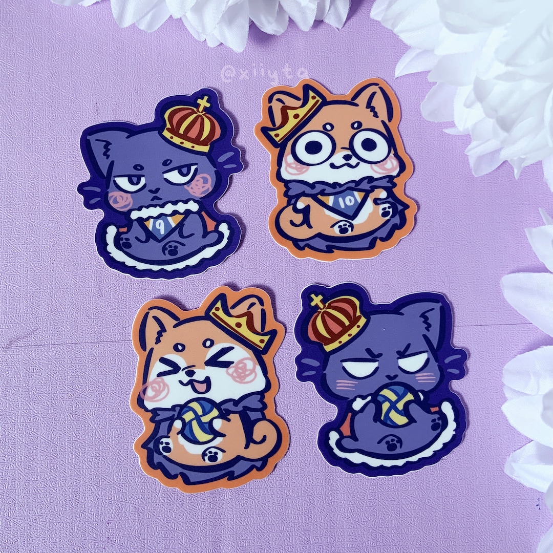 HQ Volleyball Dog and Cat Stickers | Kage Hina | Cute 2 Inch Colored ...