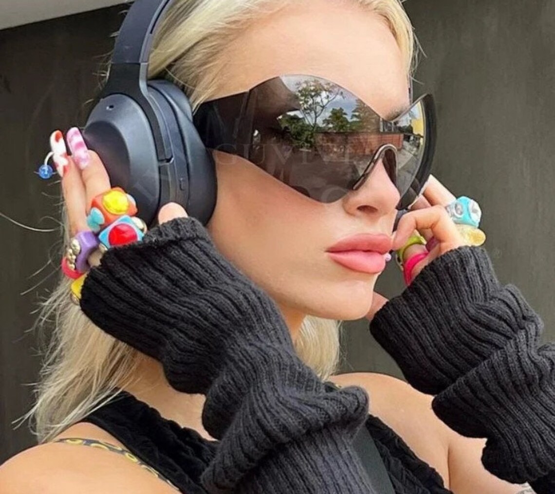 Y2K Futuristic Fashion Big Frame Sunglasses Y2K Futuristic - Etsy