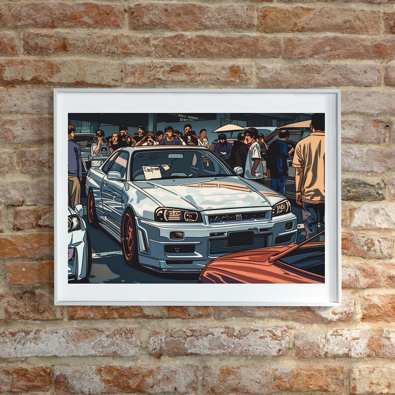 Nissan Skyline GT-R R34, Car Meet Up, Comic Book Style, JDM, Automotive ...