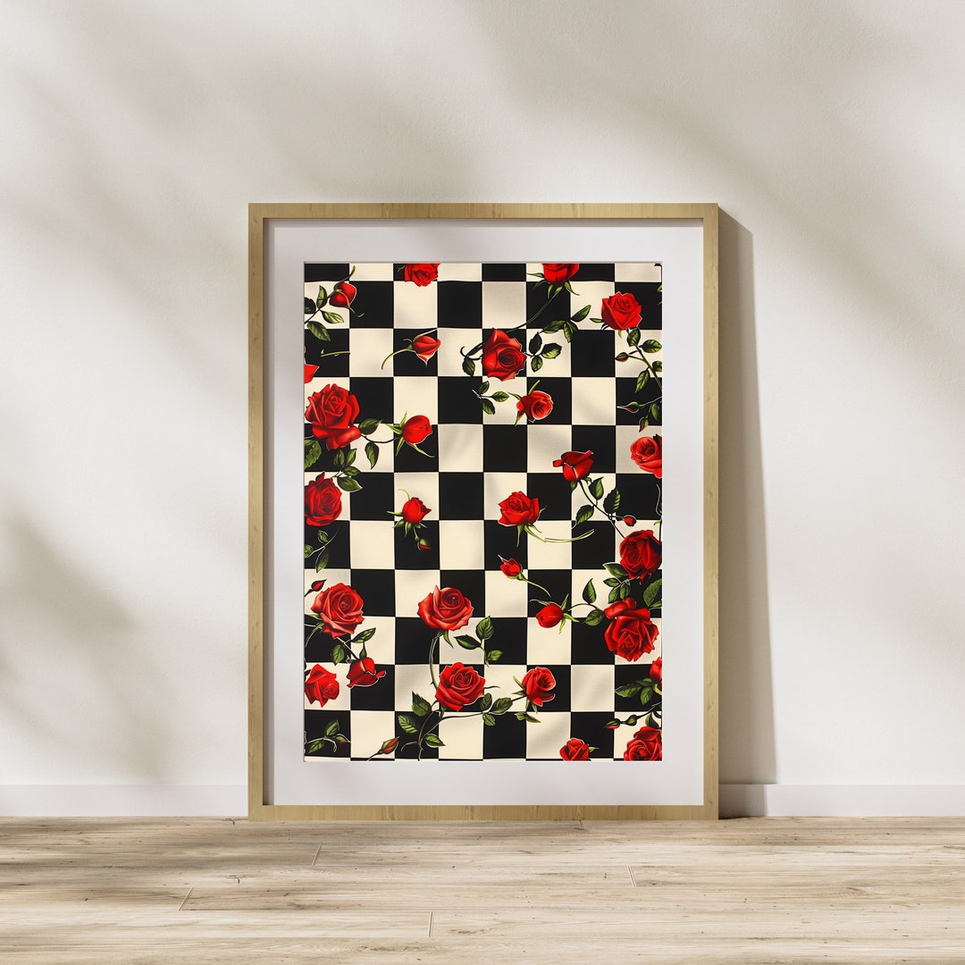 Checkered Artwork for Living Room Black and White Abstract Art ...