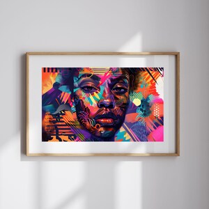 Abstract Woman Portrait Mixed Media Portrait for Maximalist Home Decor ...