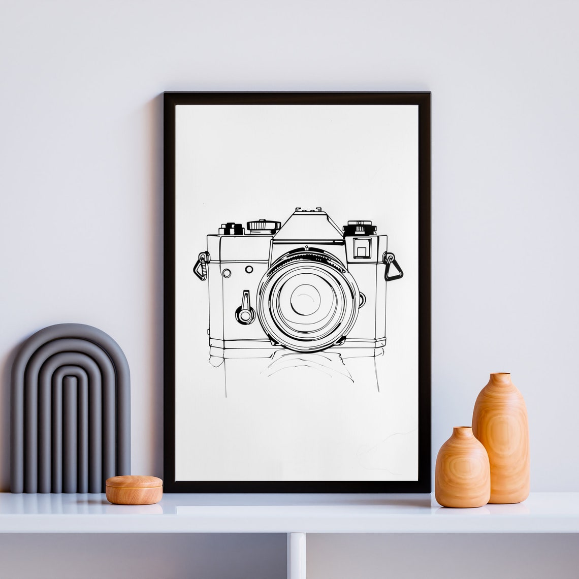 Elegant Camera Line Art Lens Illustration Simple Design Sketch Artwork ...