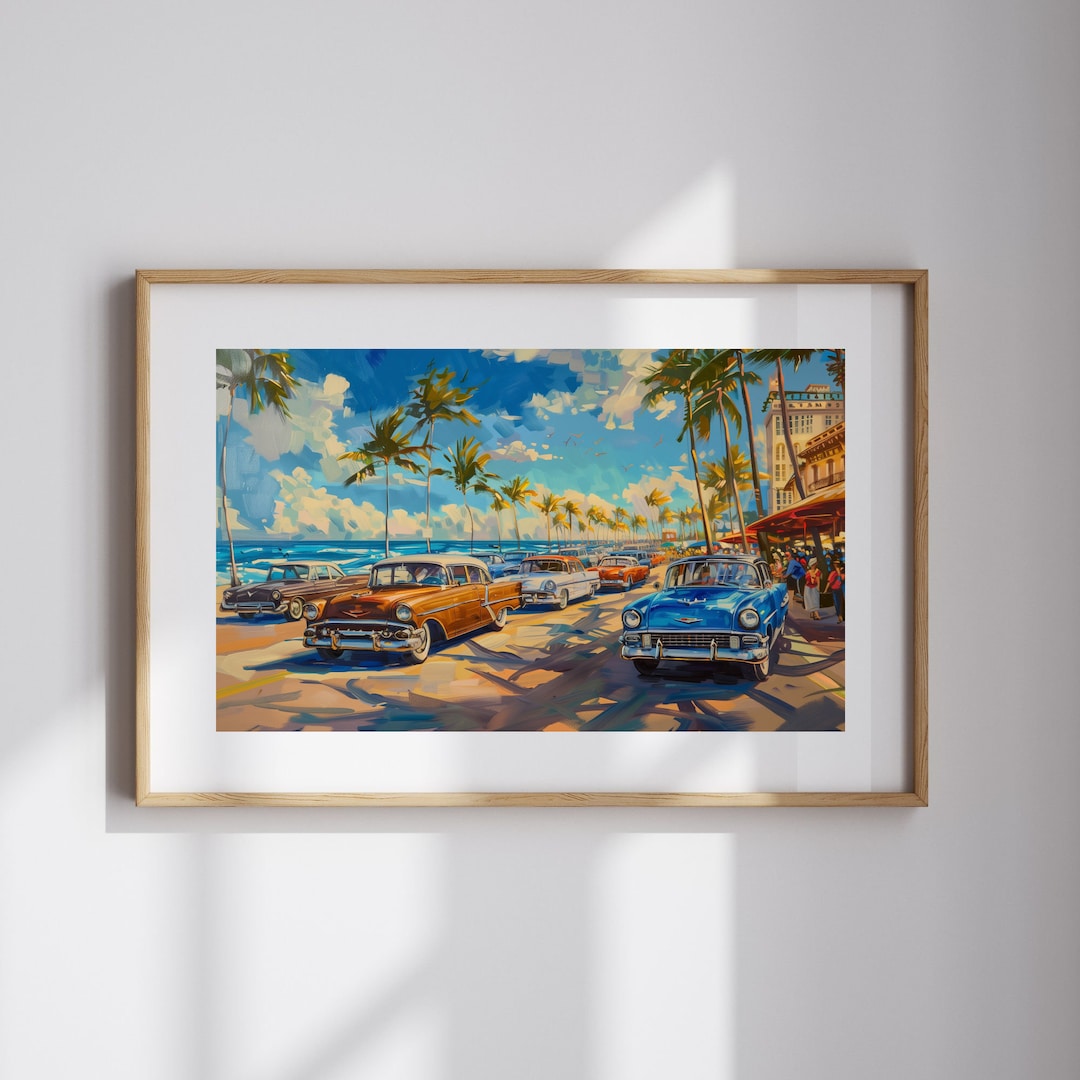 Vintage Classic Cars Retro 1950s Decor Garage Wall Art Retro Car Print ...