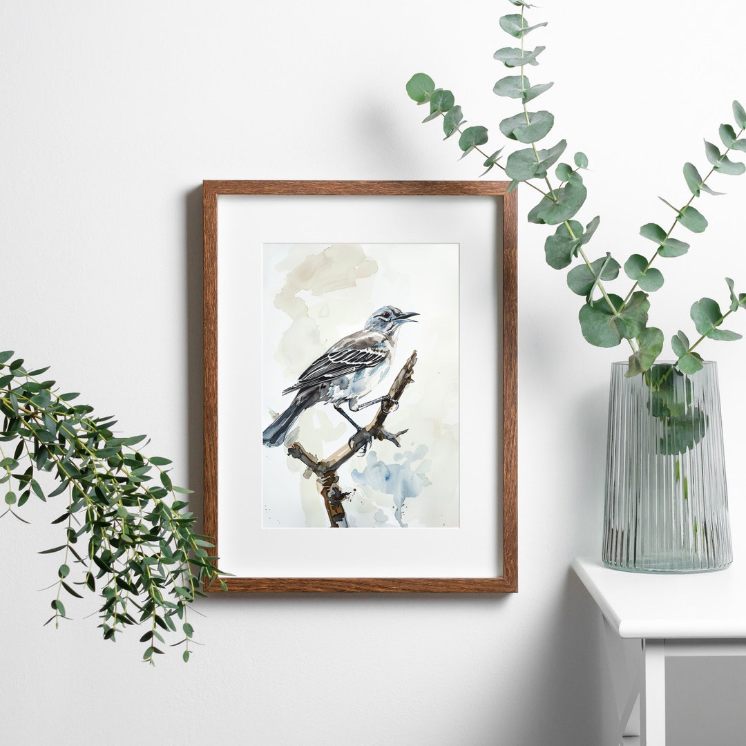 Northern Mockingbird Watercolor Bird Print of Audubon Bird of America ...