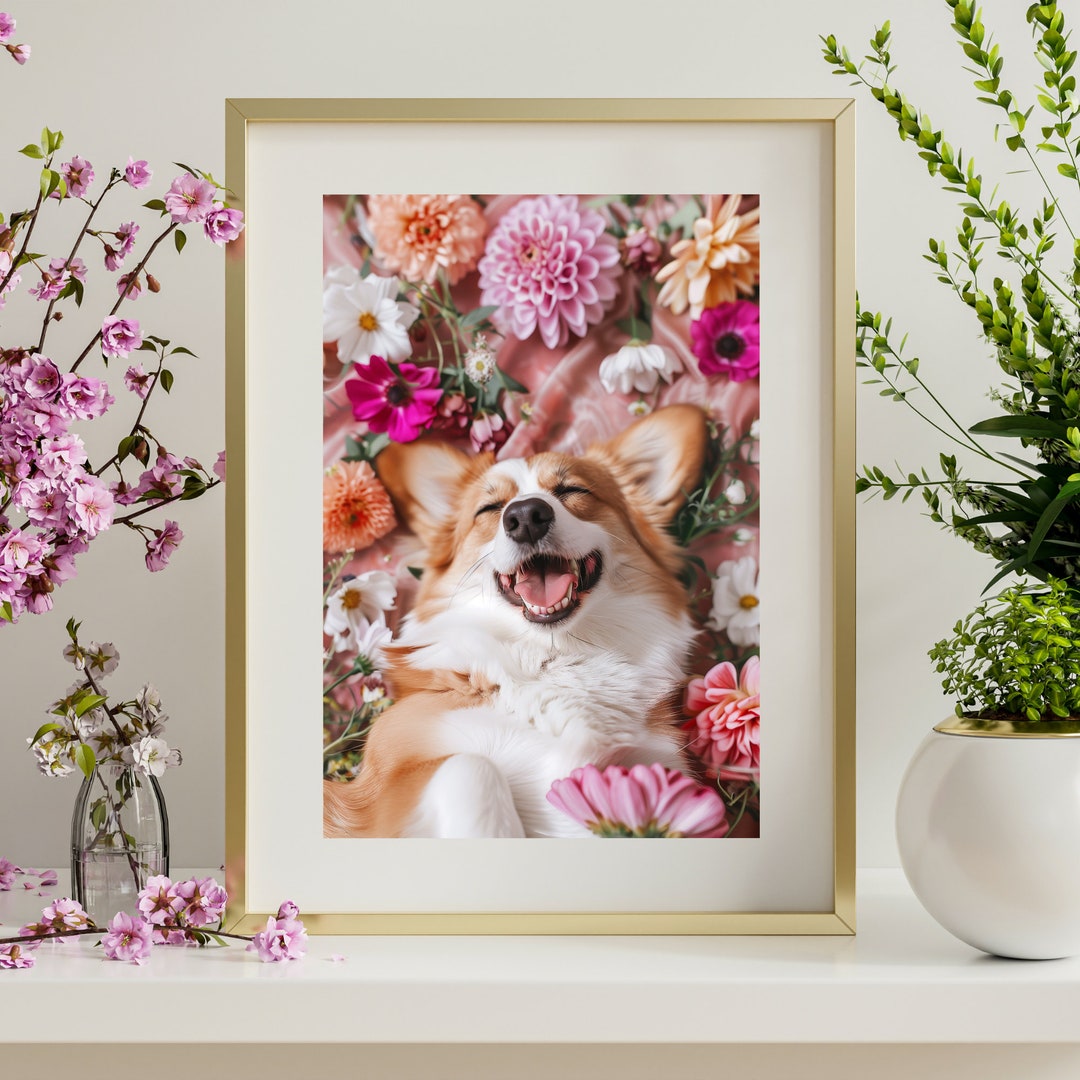 Corgi Wall Art Gift for Corgi Lover Pet Portrait Art Corgi Mom Gift ...