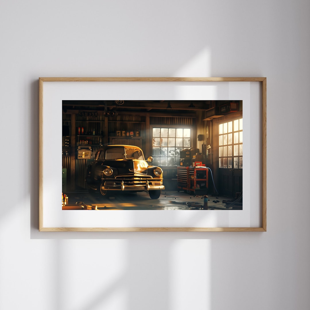 Vintage Classic Car Garage Wall Art Retro Car Print for Car Lover Gift ...