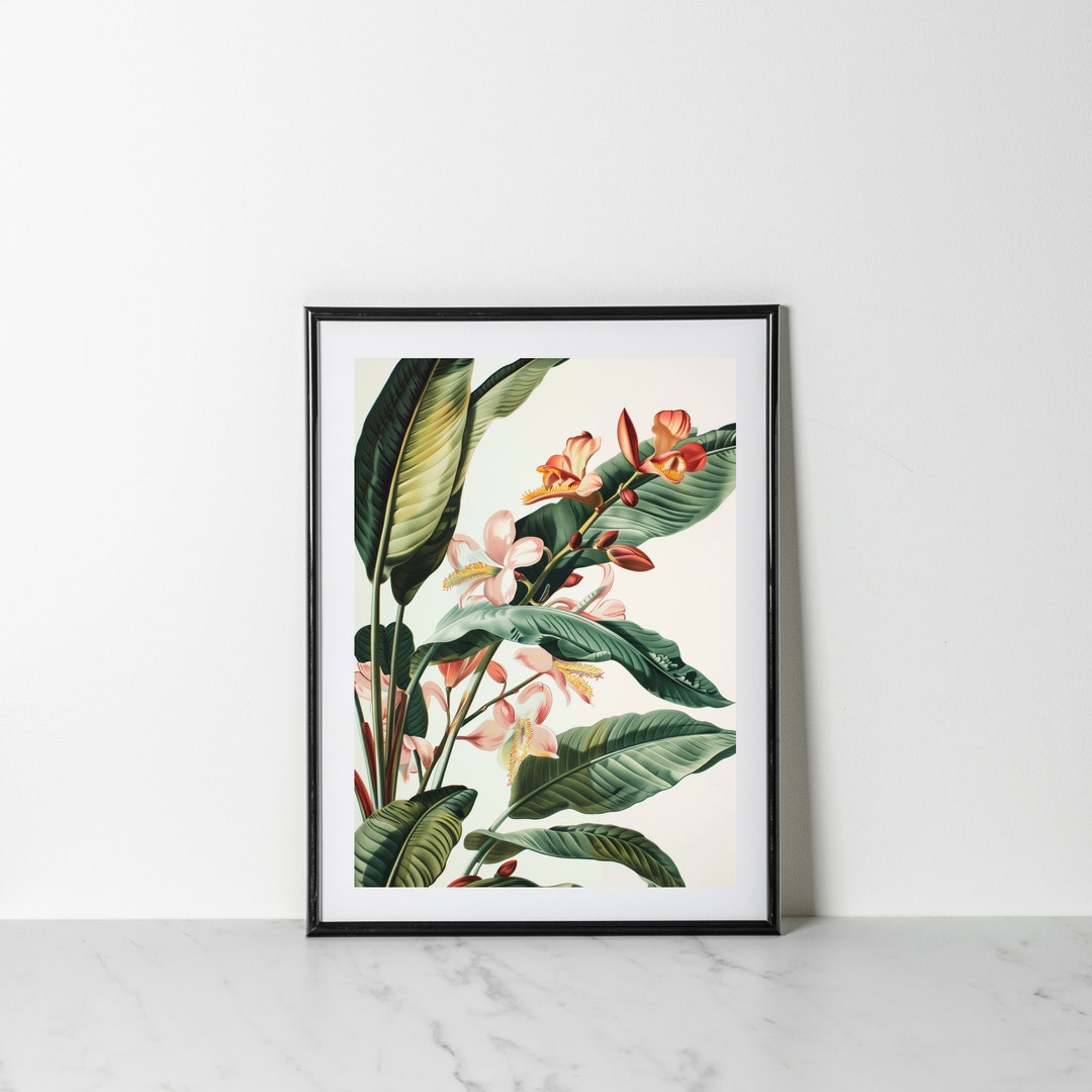 Tropical Plants Art Botany Print for Plant Lover Gift Minimalist Art ...