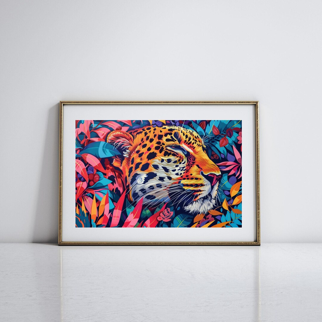 Abstract Animal Artwork of a Leopard Wildlife Portrait for Jungle Wall ...