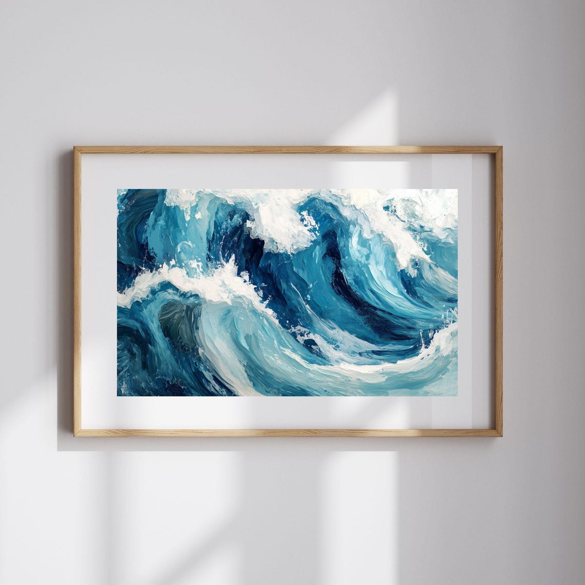 Ocean Wave Art for Coastal Decor Watercolor Painting Print Soft Blue ...