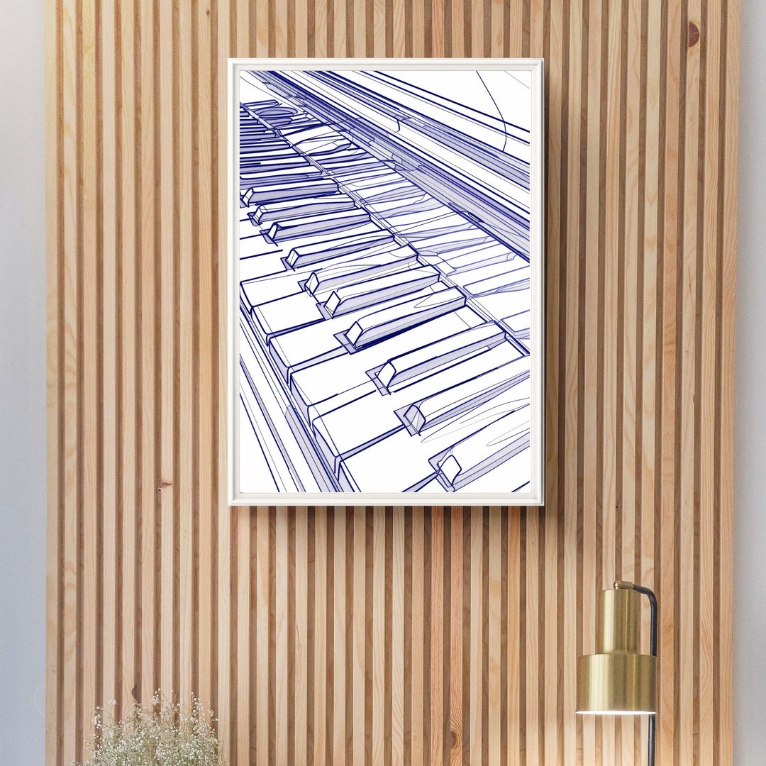 Piano Key Art, Simple Line Art, Illustrative, Sleek, Modern Art ...
