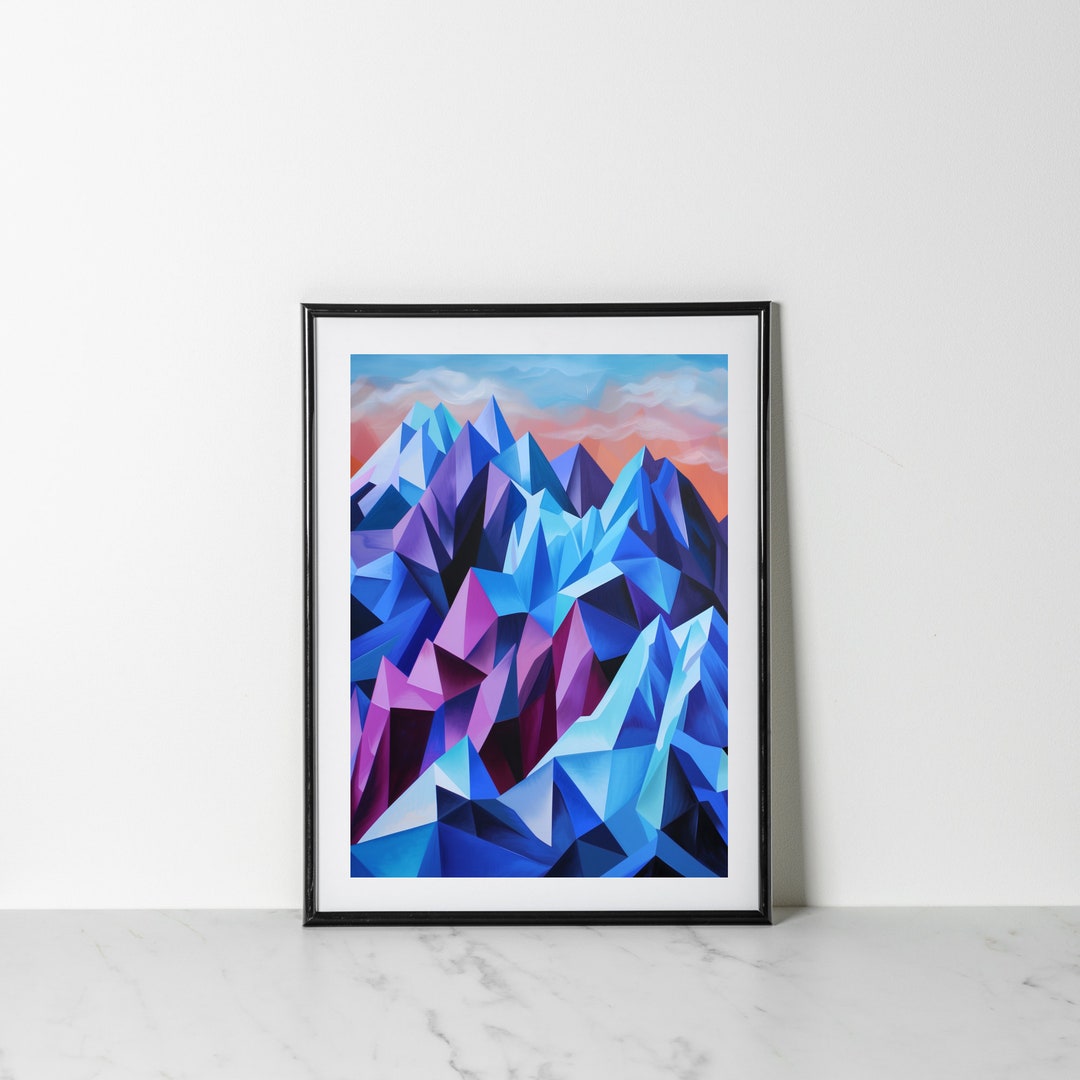 Geometric Mountain Wall Art Mountain Artwork for Nature Inspired Home ...
