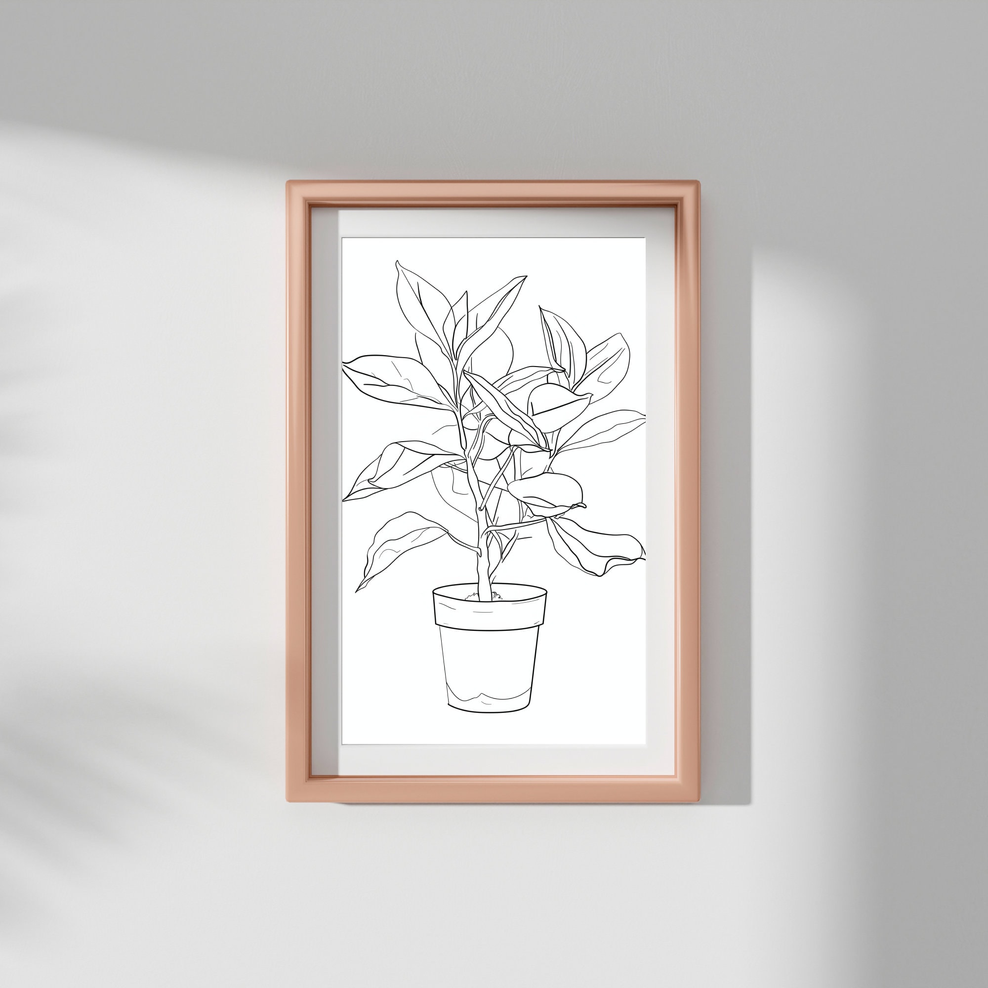 Potted Plant Simple Line Art Botanical Illustration Sleek Modern ...