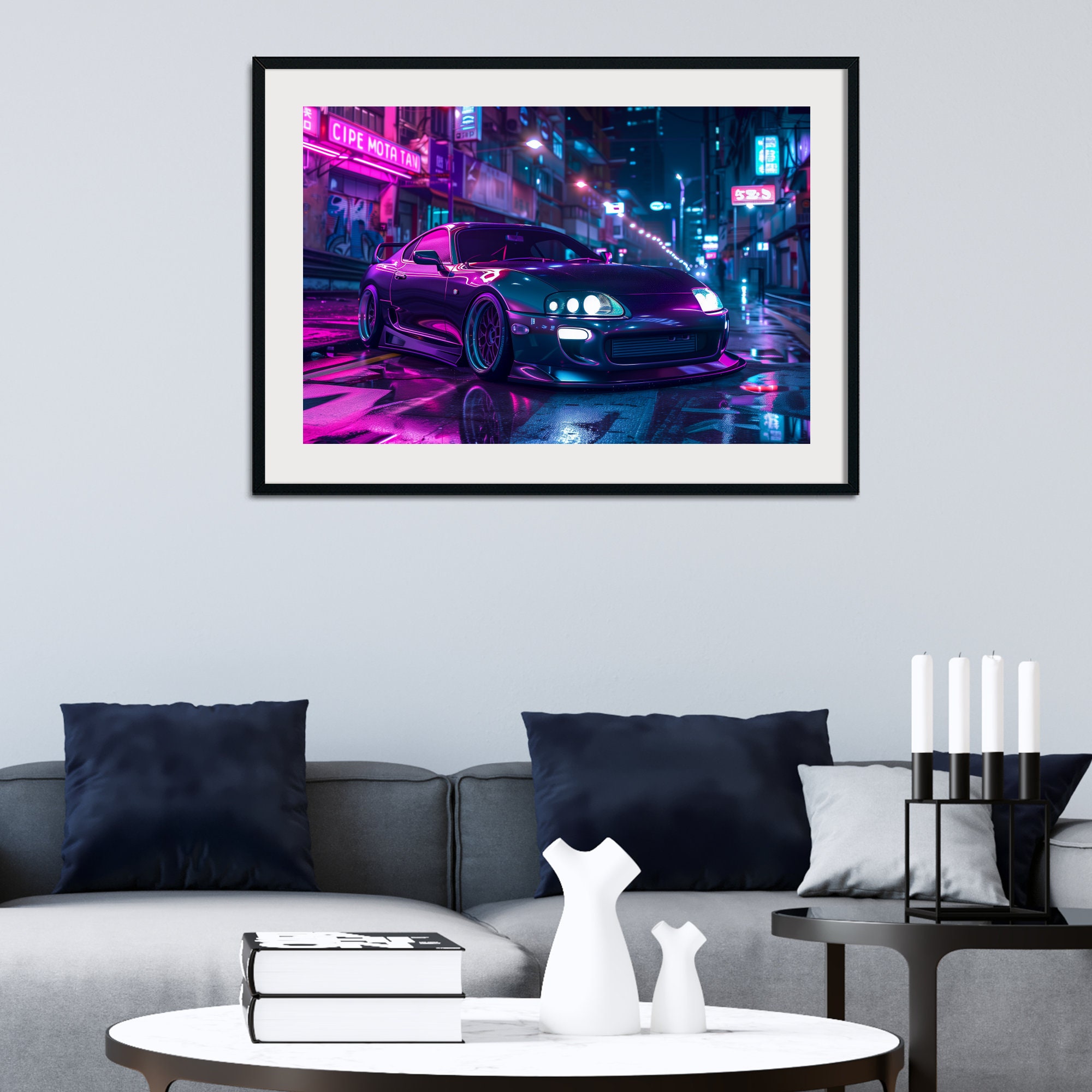 Toyota Supra MK4 Cyberpunk Art JDM Poster for Garage Art Motorsports ...
