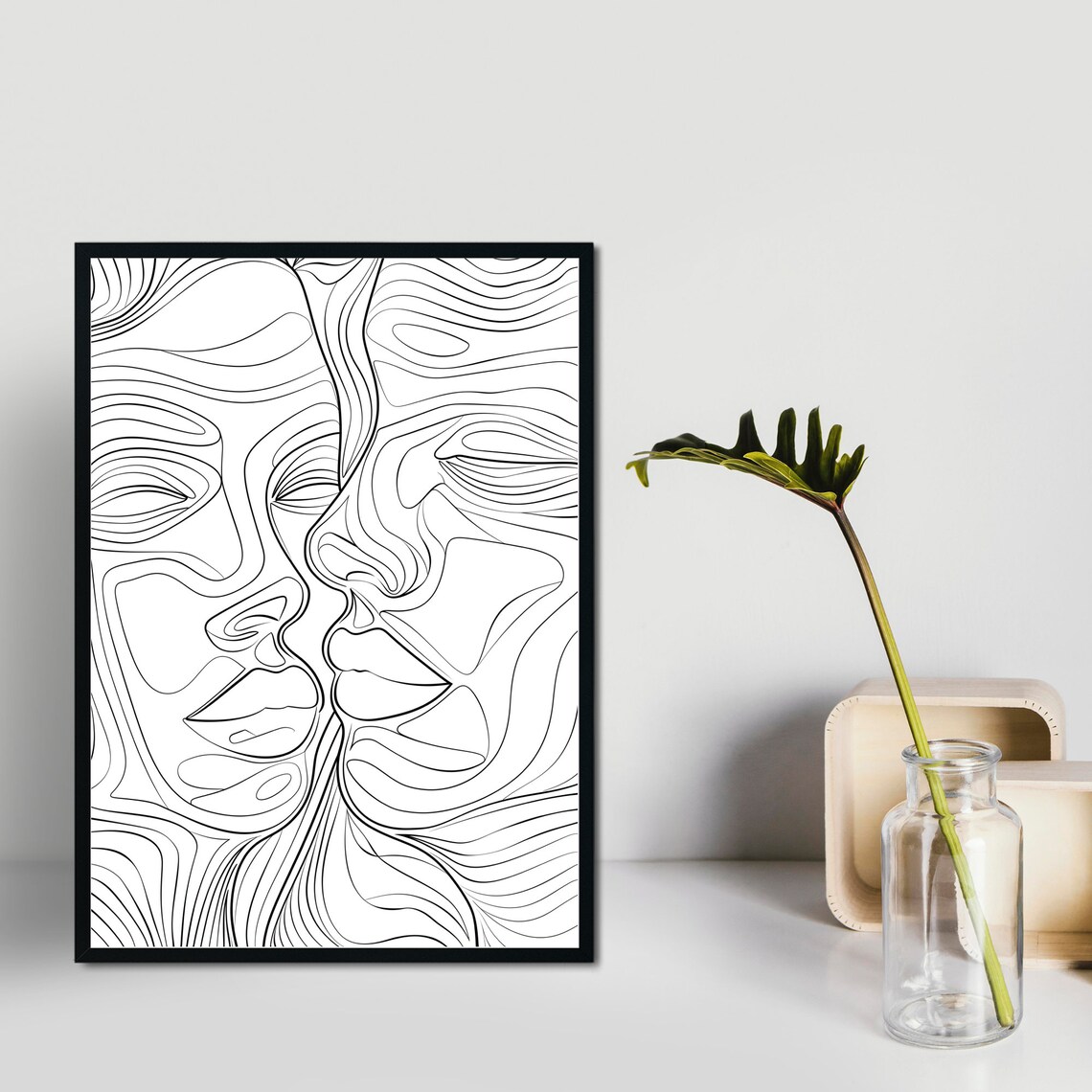 Continuous Line Art, Dual Face Art, Intertwined, Illustrative, Sleek ...