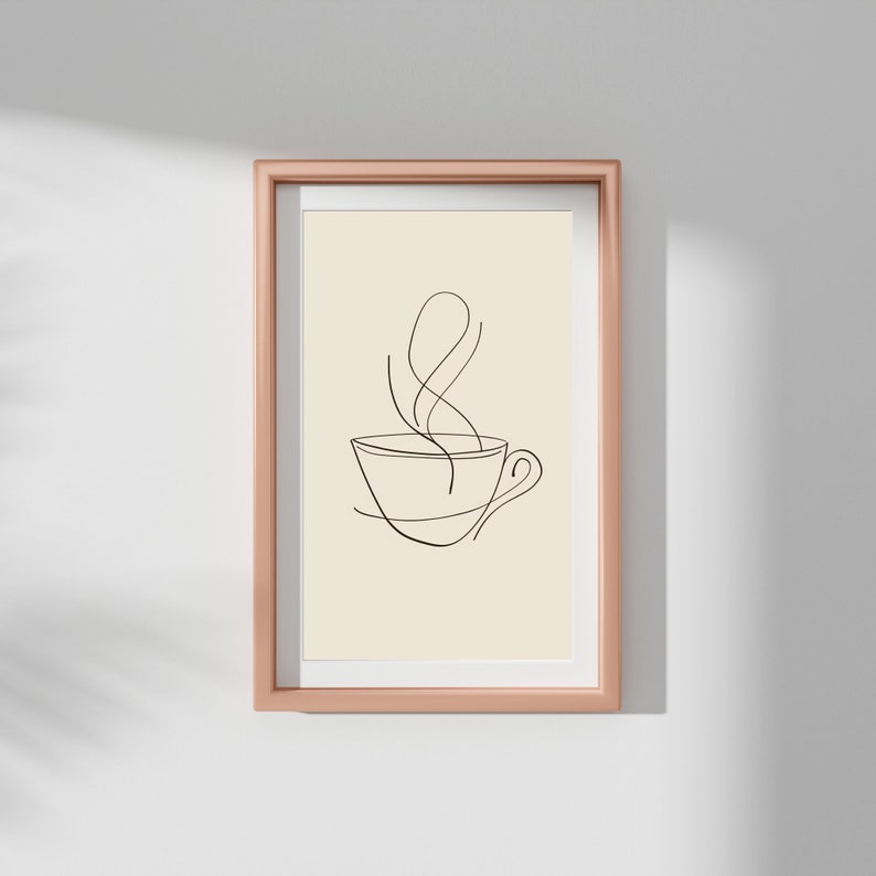 Minimalist Coffee Cup Line Art Simple Sketch Modern Kitchen Decor ...