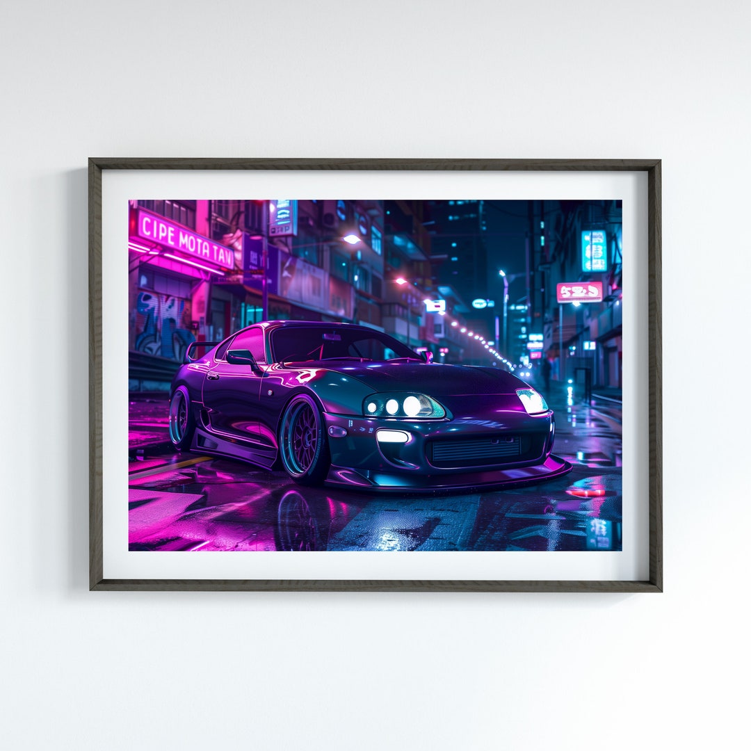 Toyota Supra MK4 Cyberpunk Art JDM Poster for Garage Art Motorsports ...