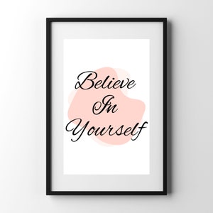 Believe in Yourself Positive Affirmation Poster for Office ...