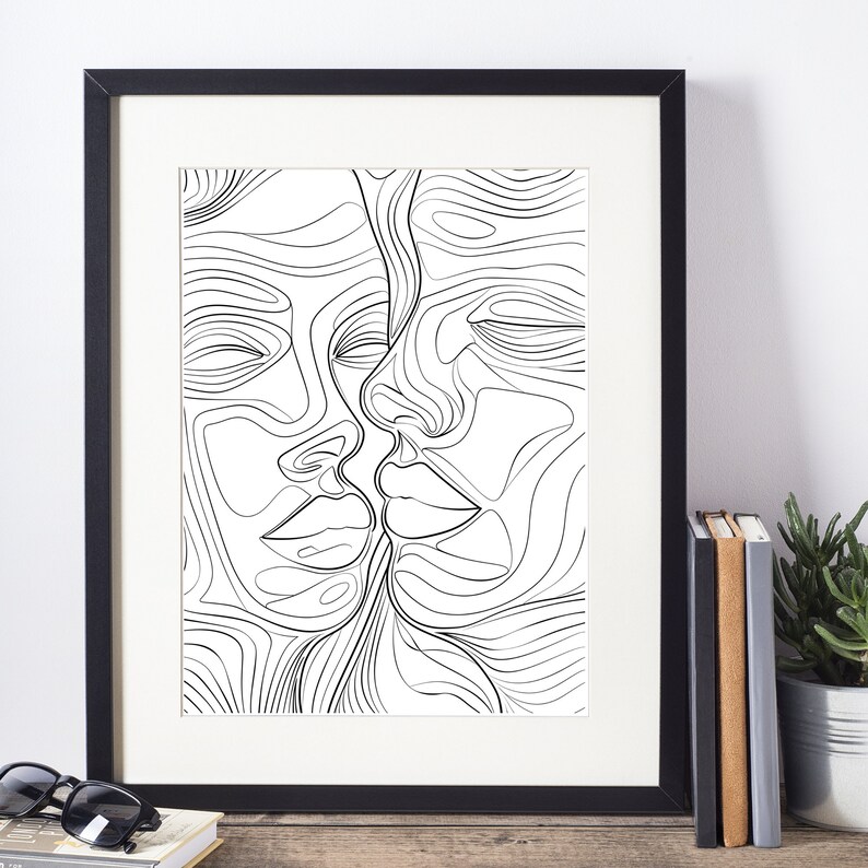 Continuous Line Art, Dual Face Art, Intertwined, Illustrative, Sleek ...