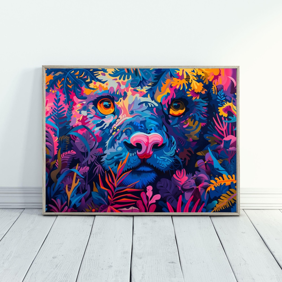 Colorful Animal Art Print With Vibrant Bright Colors Botanical ...