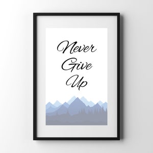 Never Give up Poster for Office Decor Positive Affirmation Poster ...