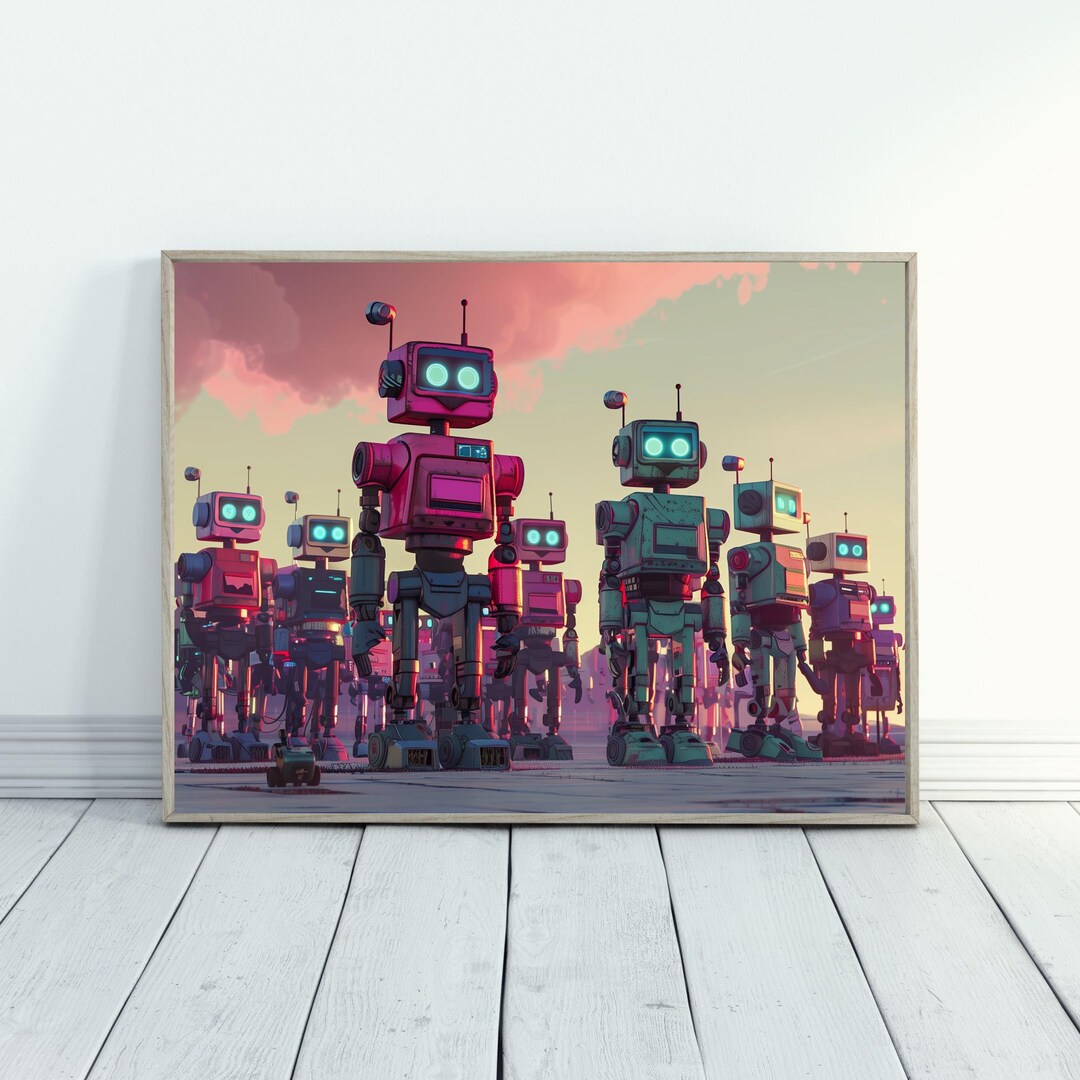 Futuristic Robot Poster for Futuristic Home Decor Robot Wall Art for ...