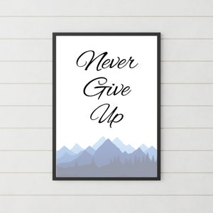 Never Give up Poster for Office Decor Positive Affirmation Poster ...