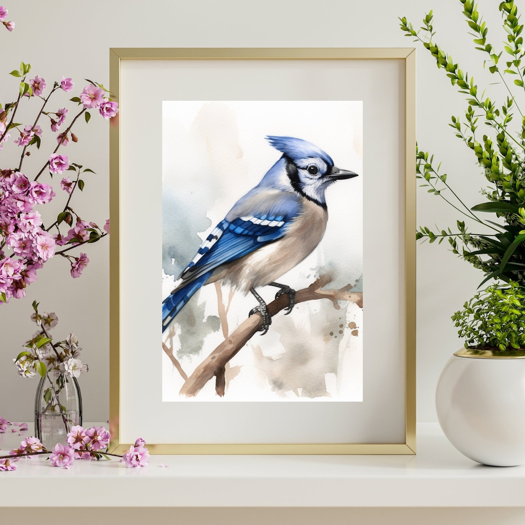 Bluejay Print, Bird Watercolor Painting, Wildlife Artwork, Audubon ...