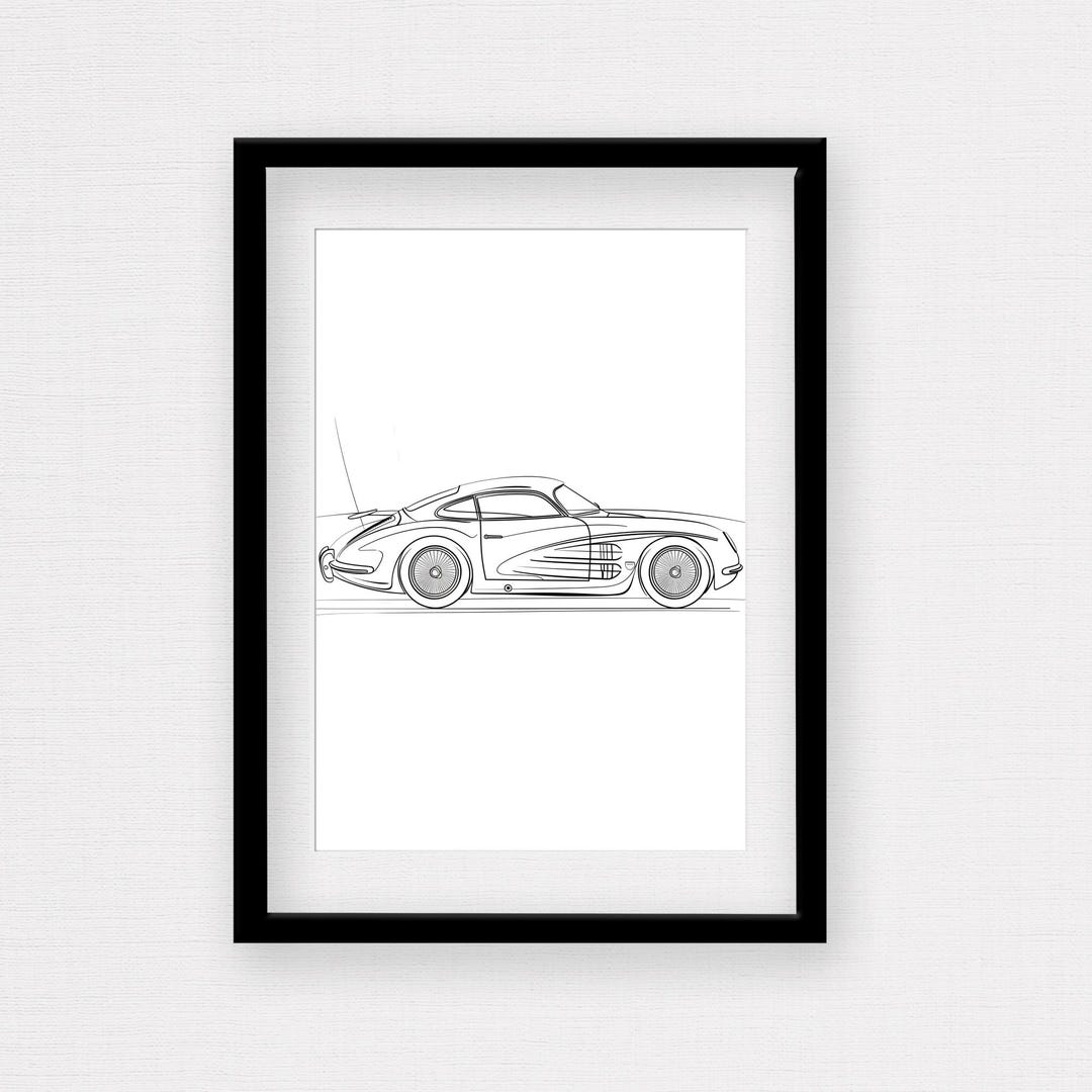 Elegant Car Line Art Vehicle Illustration Simple Modern Design Sketch ...