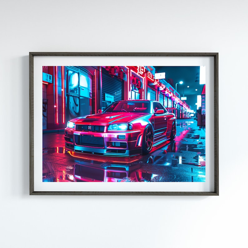 Nissan Skyline GT-R R34, Neon Streets, Cyberpunk Art, Urban Scene ...