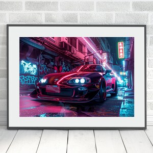 Toyota Supra MK4 Cyberpunk Art JDM Poster for Garage Art Motorsports ...