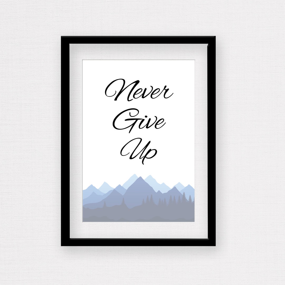 Never Give up Poster for Office Decor Positive Affirmation Poster ...