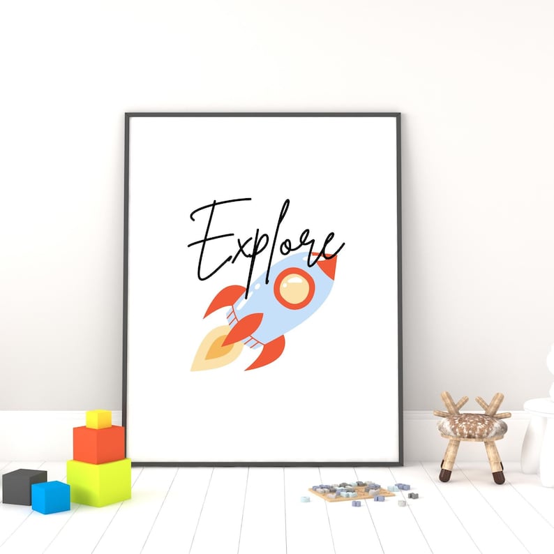 Explore, Rocket Ship, Inspirational Quote, Kidsroomdecor, Motivational ...
