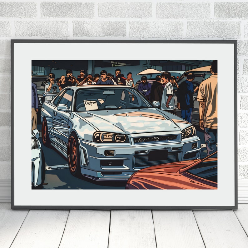 Nissan Skyline GT-R R34, Car Meet Up, Comic Book Style, JDM, Automotive ...