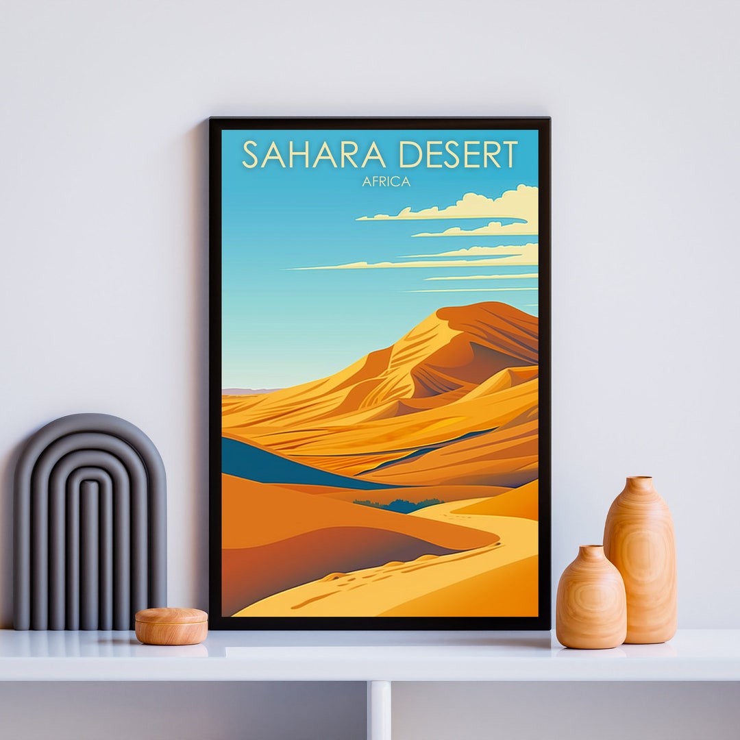 Sahara Desert Antique Travel Poster Gift for Traveler Vintage Style ...