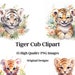 Cute Tiger Cub Clip Art, 15 High Quality Images, Digital Download ...