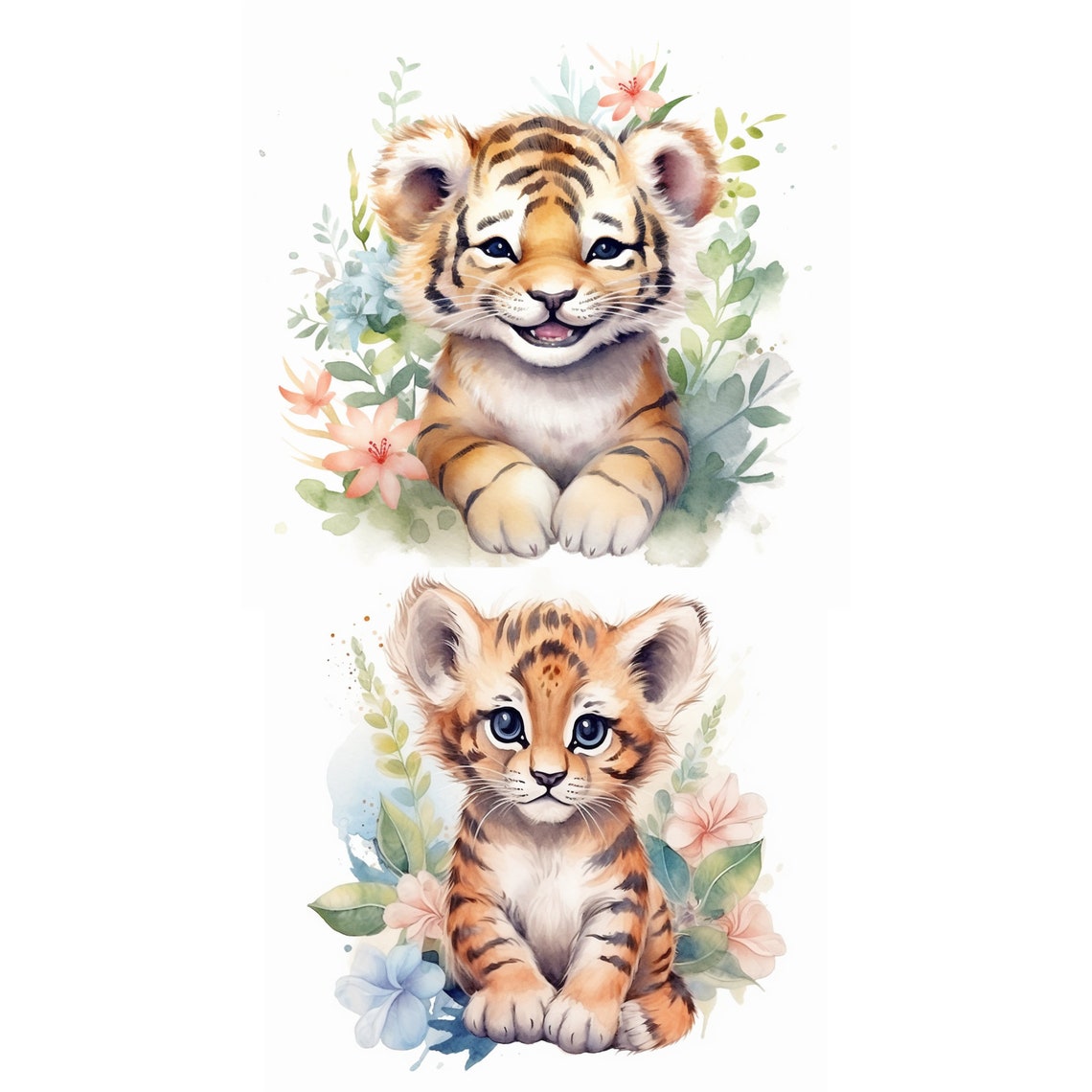 Cute Tiger Cub Clip Art, 15 High Quality Images, Digital Download ...