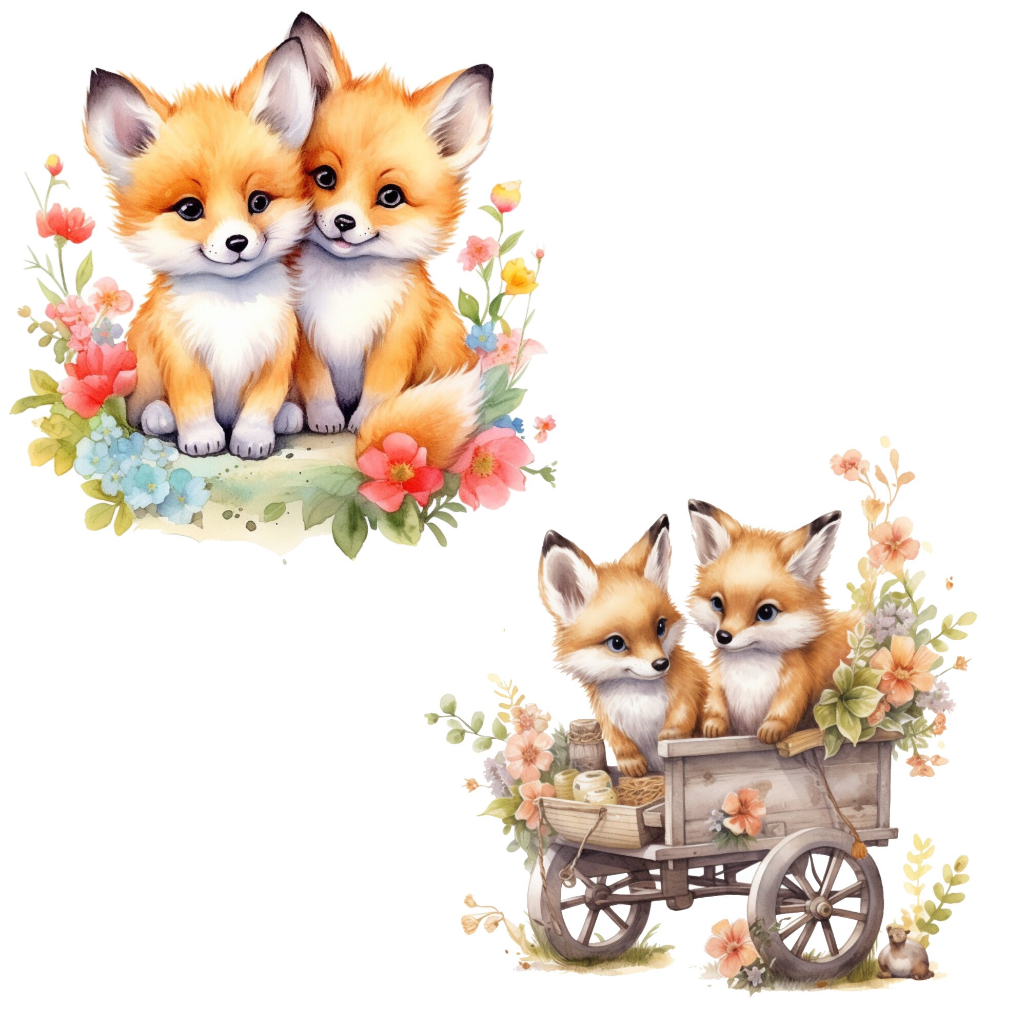 Cute Fox Clip Art Version II, 12 High Quality Images, Digital Download ...