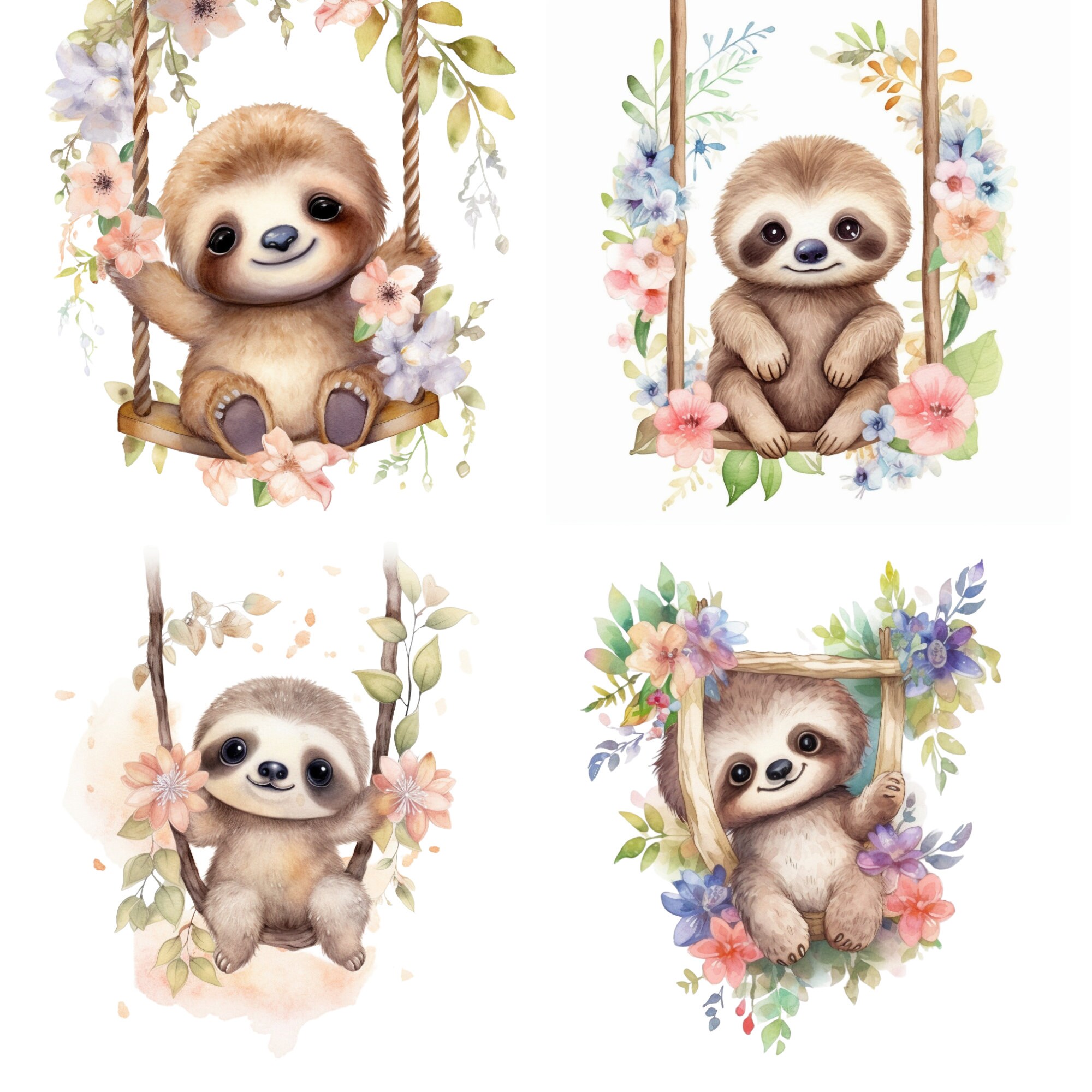 Baby Sloth Clip Art, 25 High Quality Images, Digital Download, Digital ...