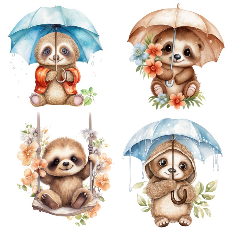 Baby Sloth Clip Art, 25 High Quality Images, Digital Download, Digital ...